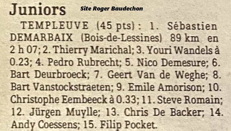SÉBASTIEN DEMARBAIX. #JUN #1991 #Templeuve #2023 – Site Roger Baudechon ...